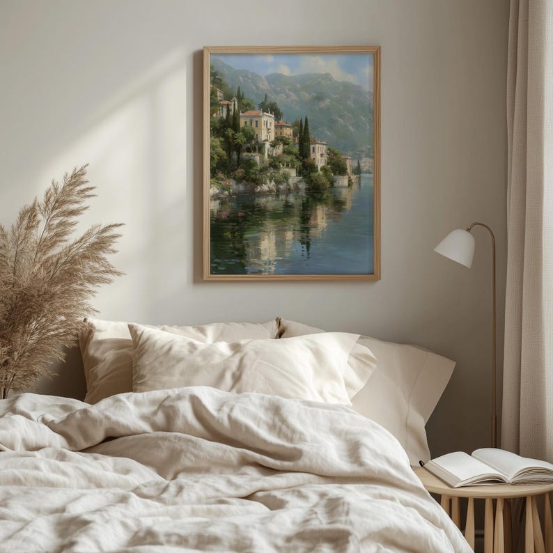 Rustic Mediterranean Lake Como Landscape - Serene Villas and Cypress ...