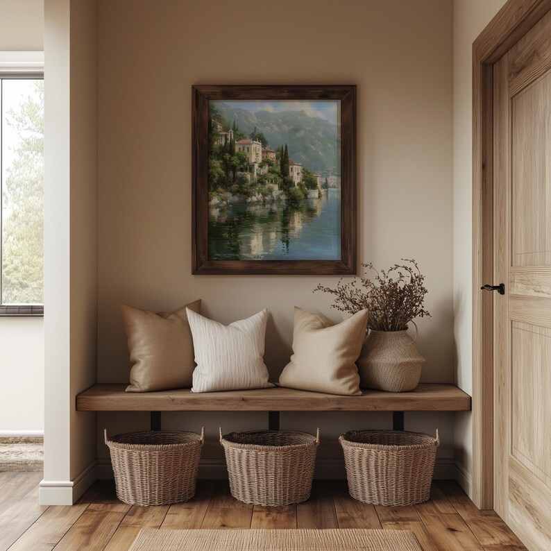 Rustic Mediterranean Lake Como Landscape - Serene Villas and Cypress ...