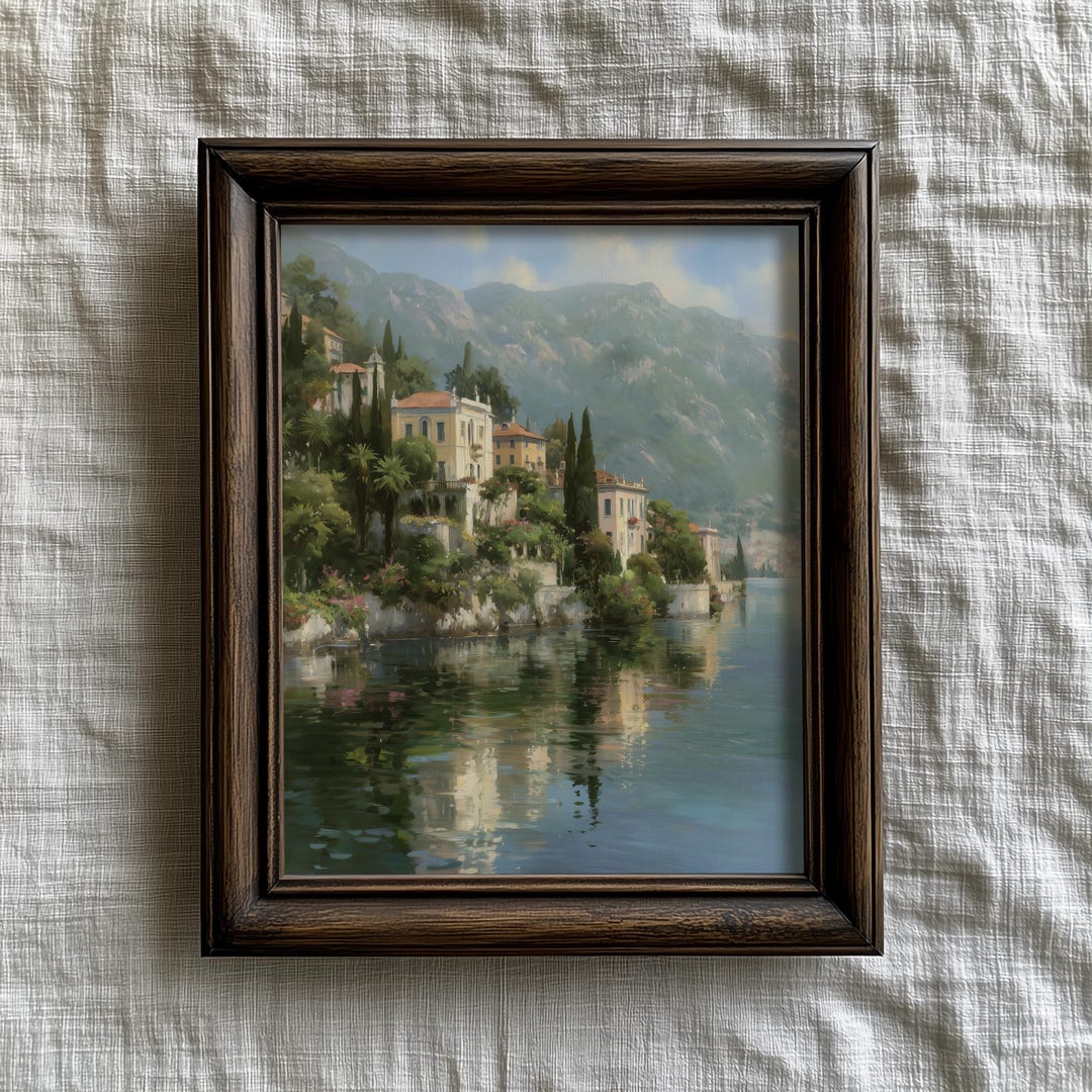 Rustic Mediterranean Lake Como Landscape - Serene Villas and Cypress ...