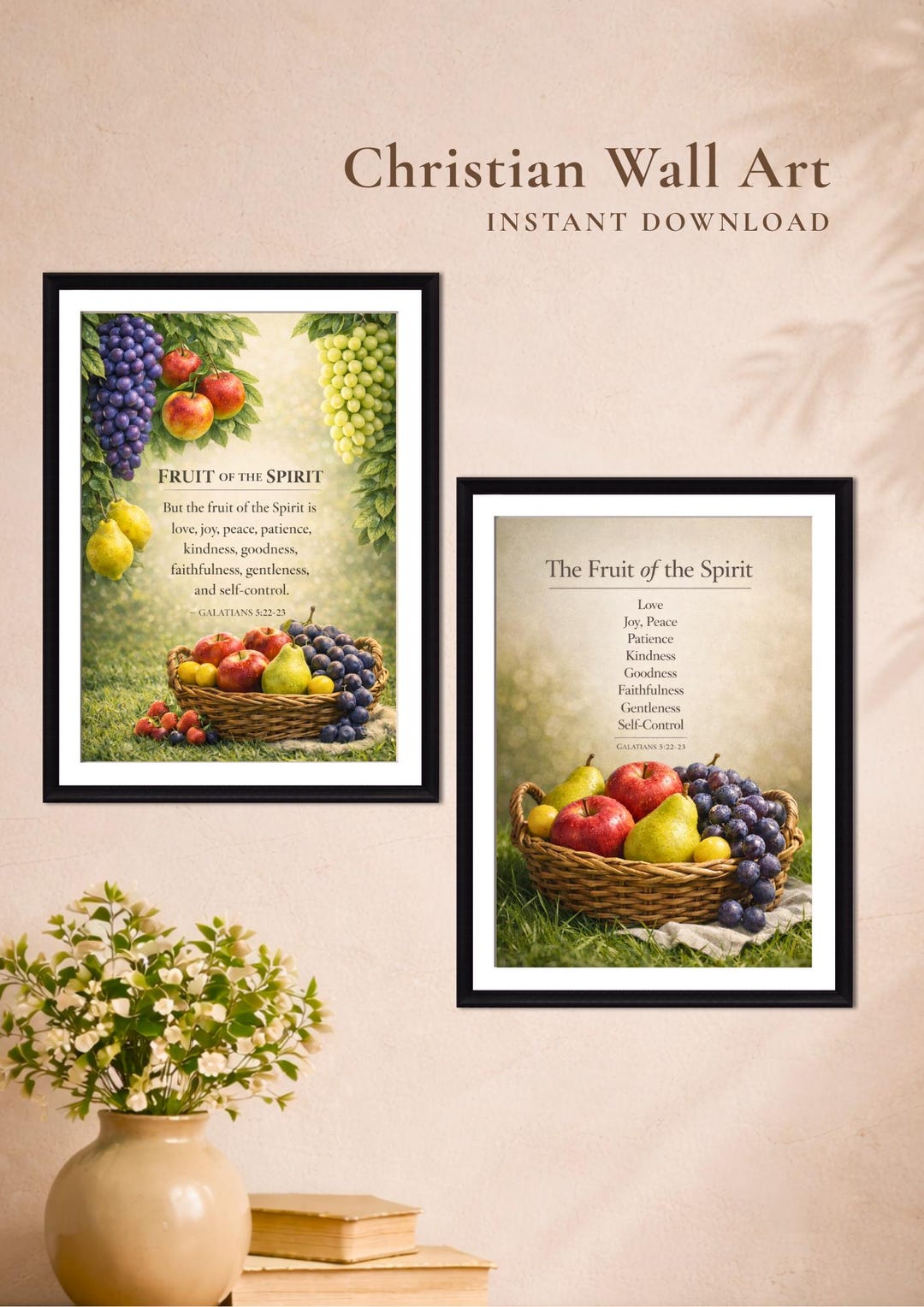Fruit of the Spirit Scripture Wall Art Set (2 Posters) | Galatians 5:22 ...