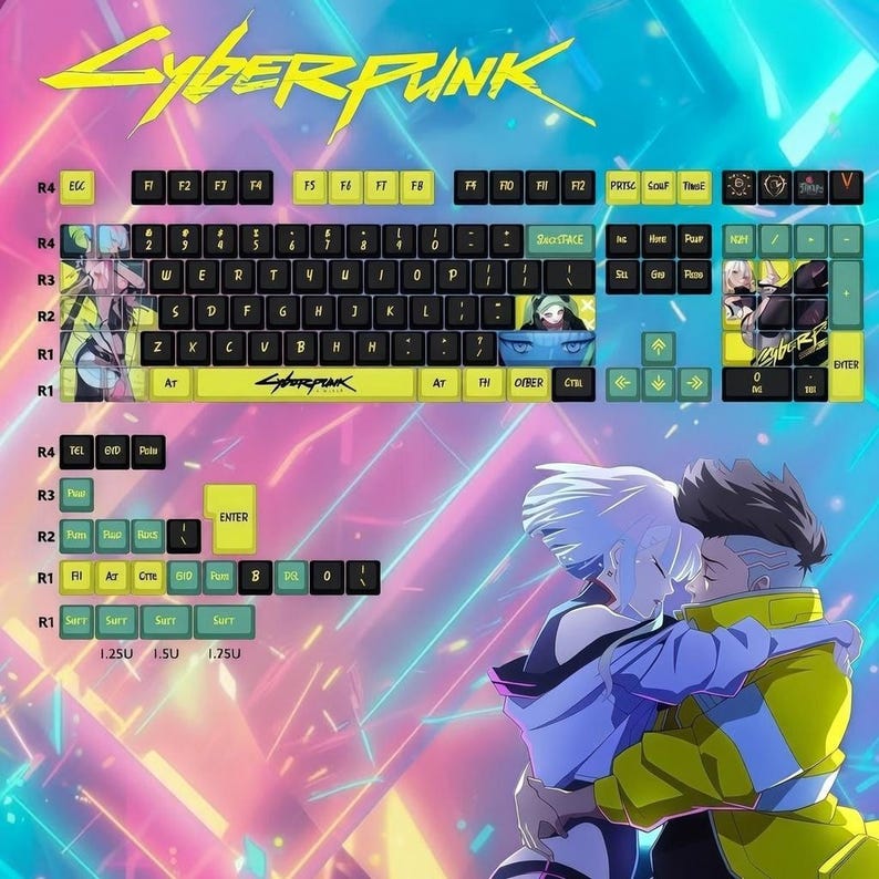 Cyberpunk&edgerunners Keycaps, Dual Legends (top + Side Print), 124 ...