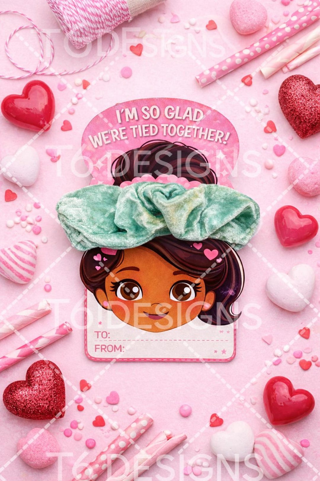 Scrunchie Valentine Card Printable | Hair Scrunchie Valentine Digital ...