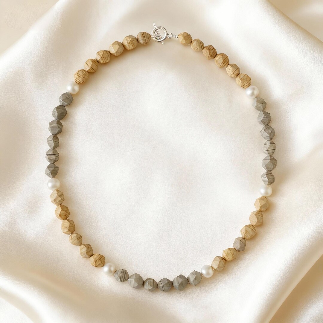 Minimalist Elegant Natural Stone Pearl Necklace With Freshwater Pearl ...