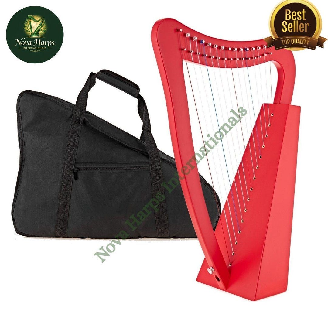 15-string - Red - Handmade Lyre Harp – Wooden Musical Instrument - Etsy