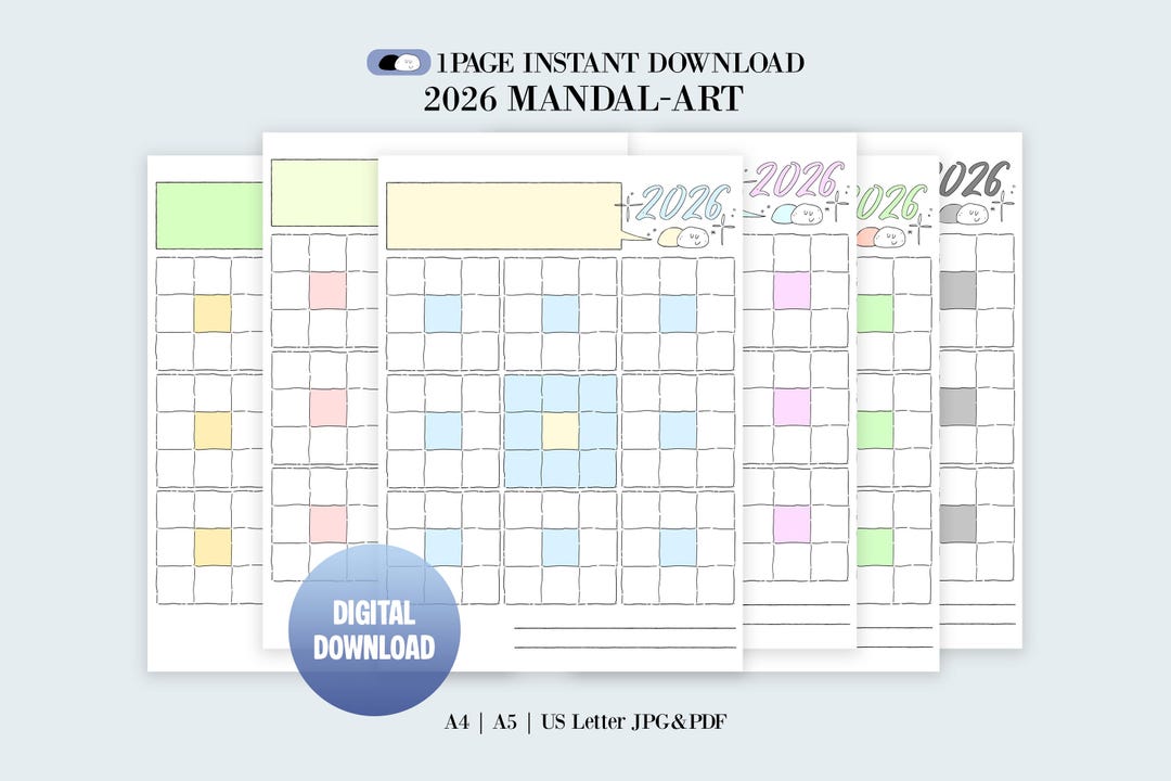 2026 Mandalart Goal Setting Planner – 6 Colors, Printable & Digital ...
