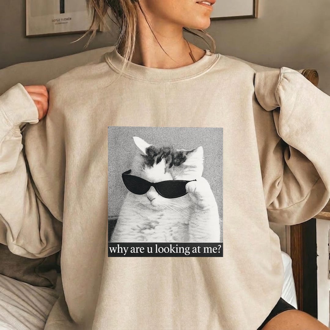 Funny Cat Sunglasses Meme Sweatshirt – Introvert Humor Crewneck - Etsy