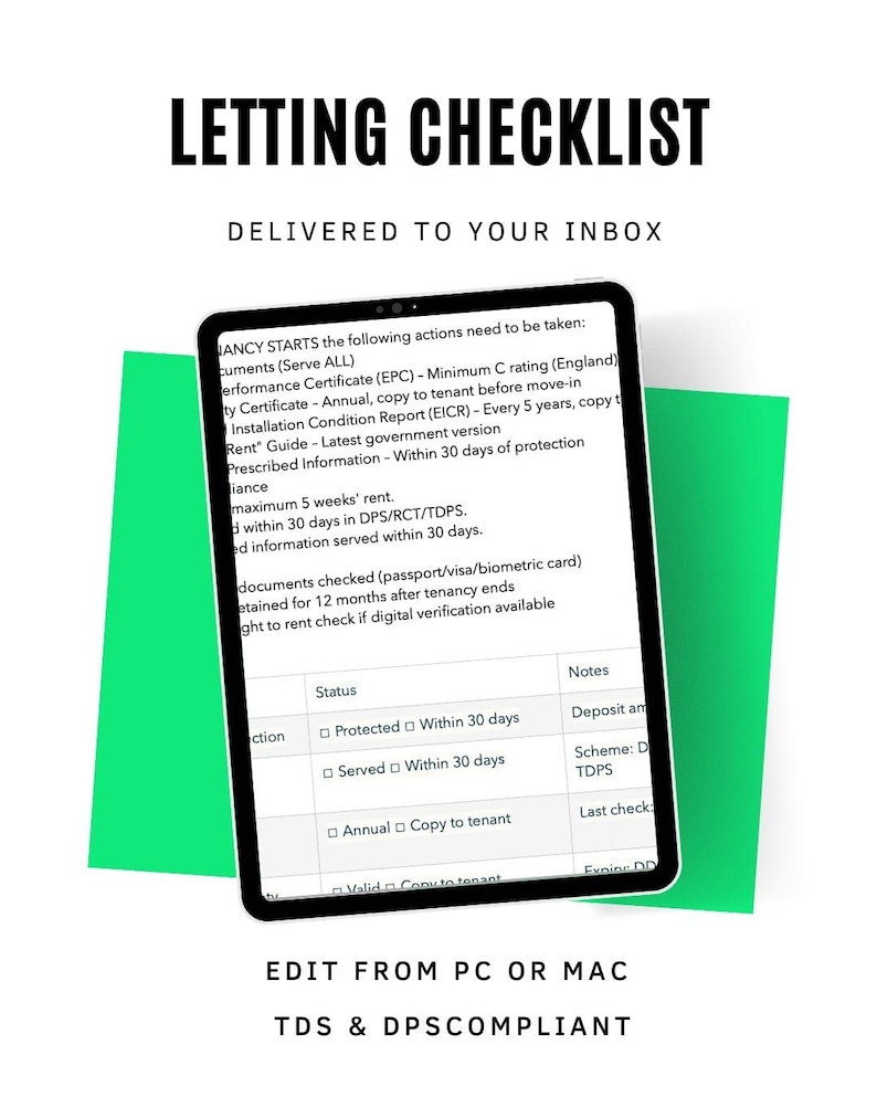 Compliance Checklist 2026 Rental Rights Bill Editable Word & Printable ...