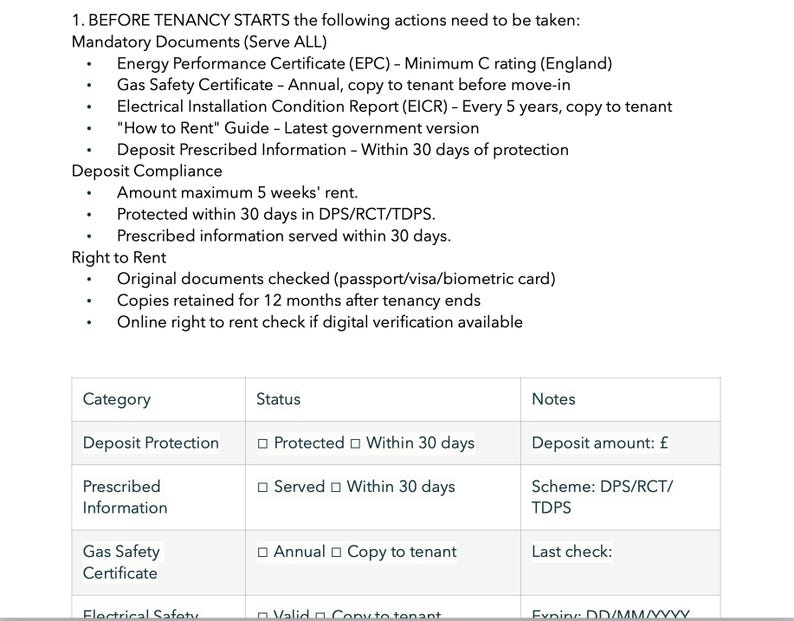 Compliance Checklist 2026 Rental Rights Bill Editable Word & Printable ...