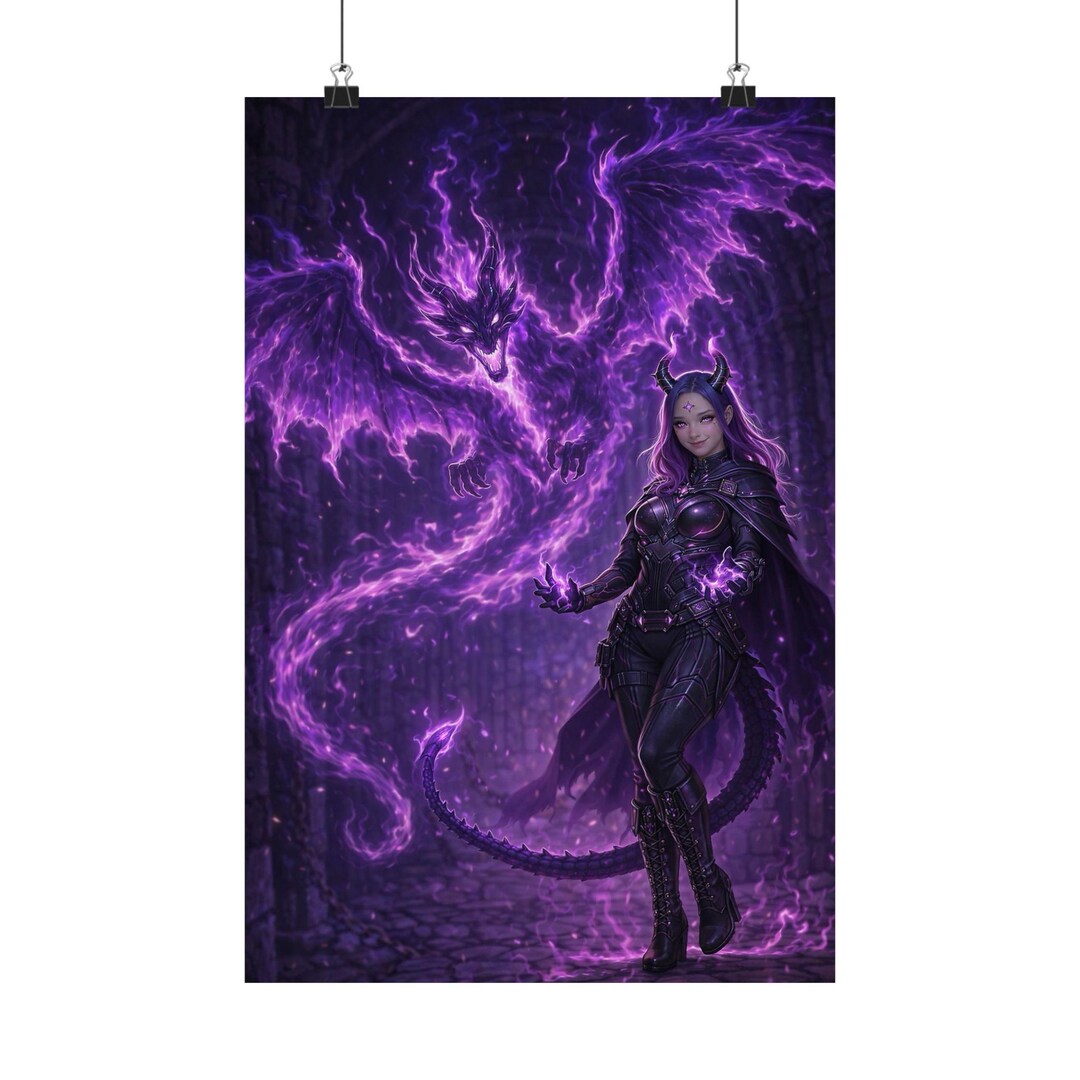 Violet Hex Sorceress Dark Fantasy Demon Mage Poster Print (12x18) - Etsy