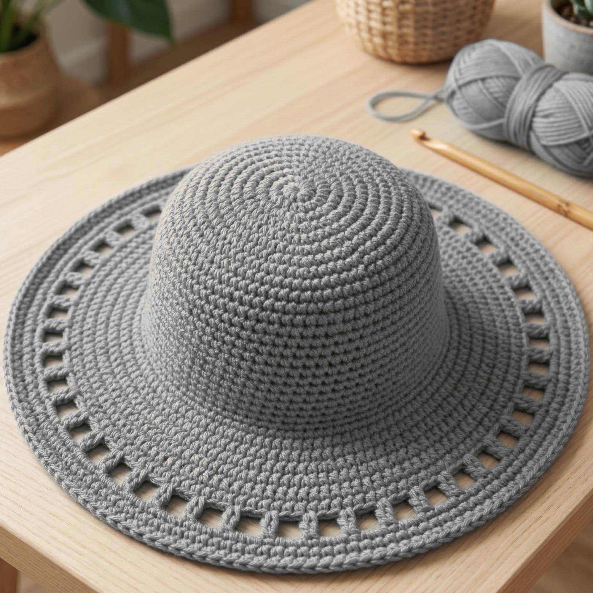 Crochet Raffia Sun Hat Pattern | Wide Brim Bucket Hat PDF (digital ...