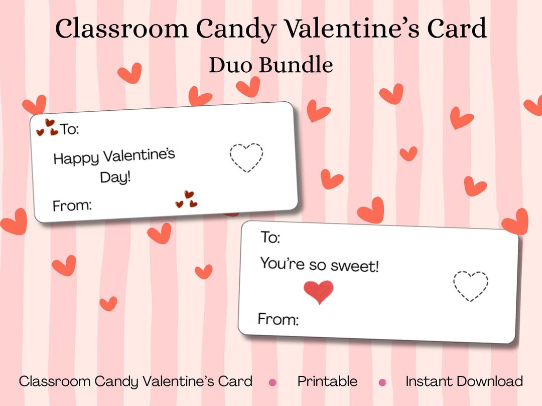 Classic Candy Valentine Card Duo Bundle - Etsy
