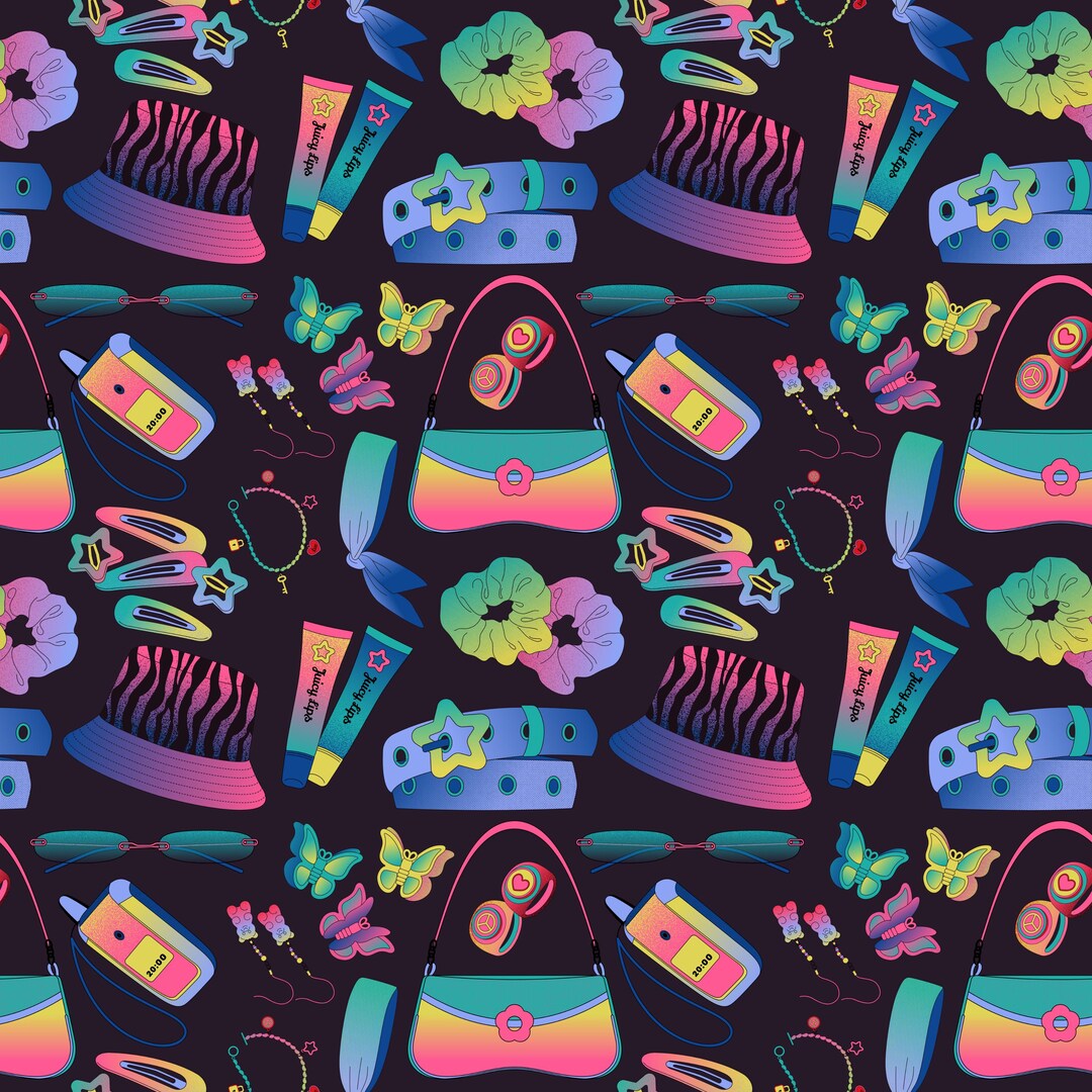 Y2K Pattern Download PNG Noughties Aesthetic 90s Design Repeat Pattern ...