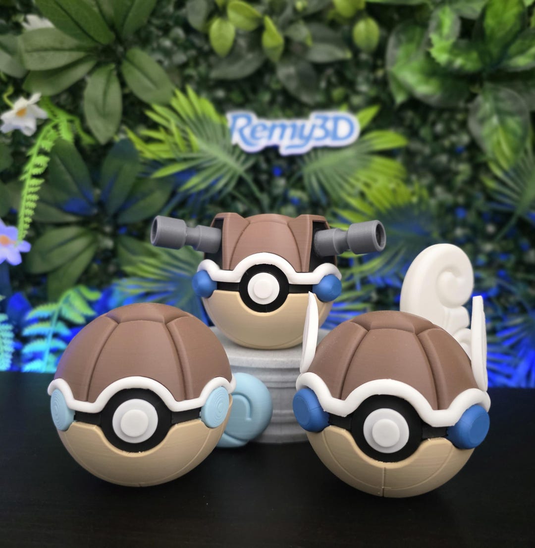 Pokeball Starter Trio Water Kanto – 3D Printed Pokémon Decorative ...