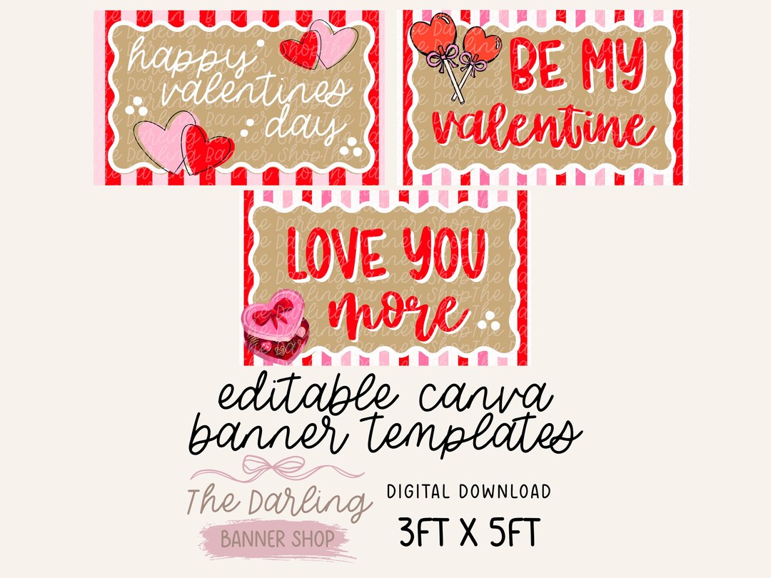 Happy Valentine’s Day Banner Bundle Template | Banner Painting Canva ...