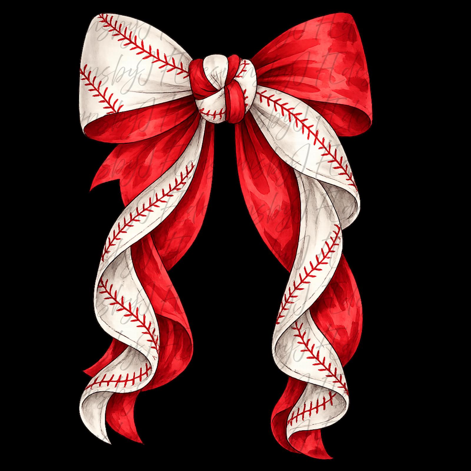 Watercolor Baseball Bow PNG, Baseball Mom Bow Design, Red White Sports ...