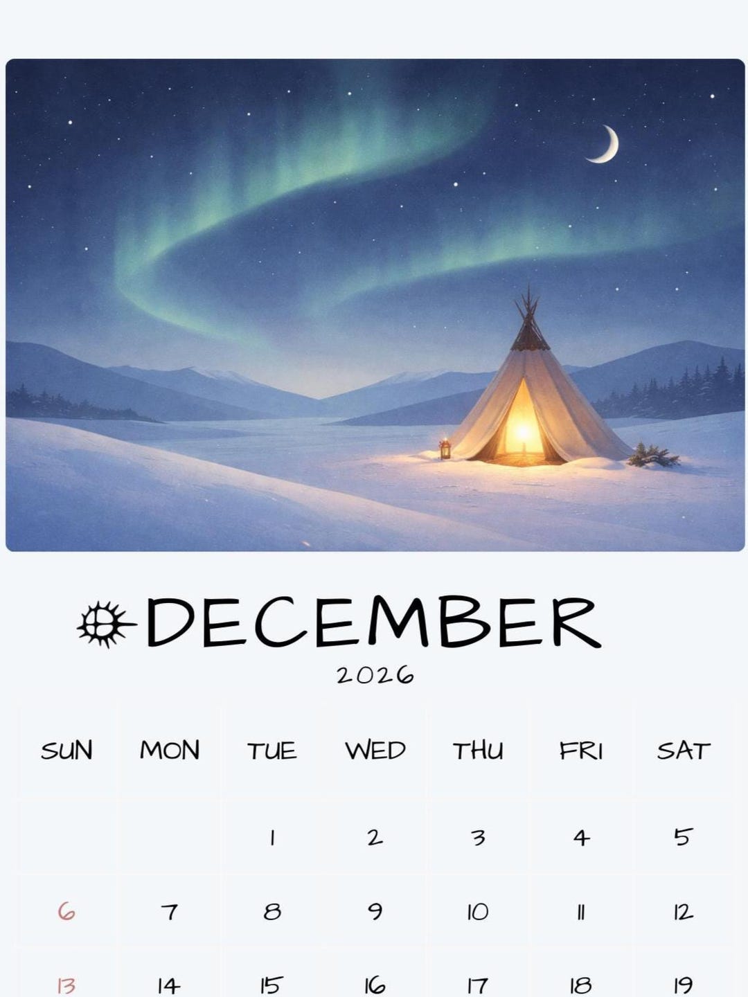 2026 Printable Wall Calendar | Minimalistic Nordic Calendar | Arctic ...