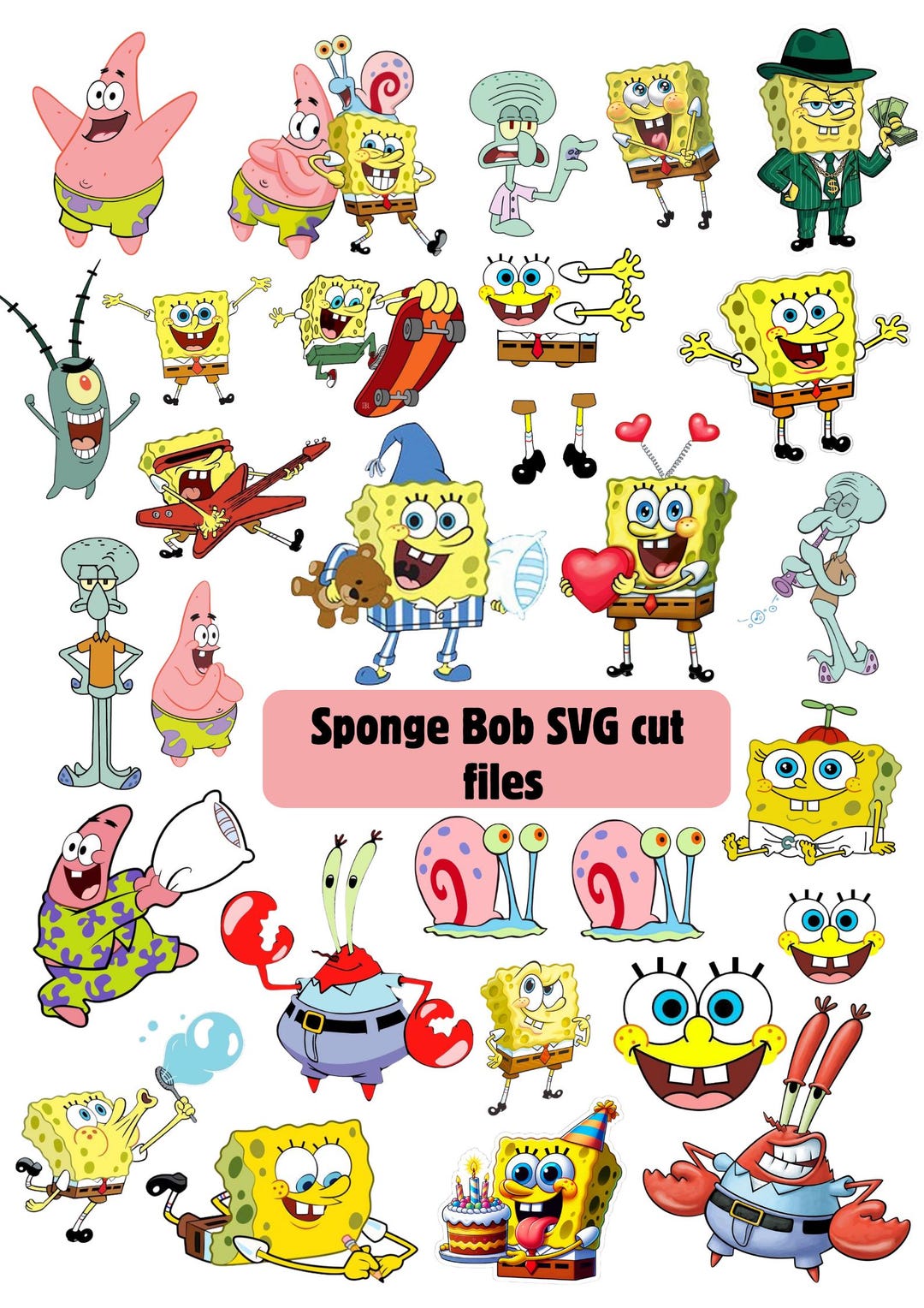 25+ Cliparts-Paket: Sponge Bob SVG-Schnittdateien für Cricut ...