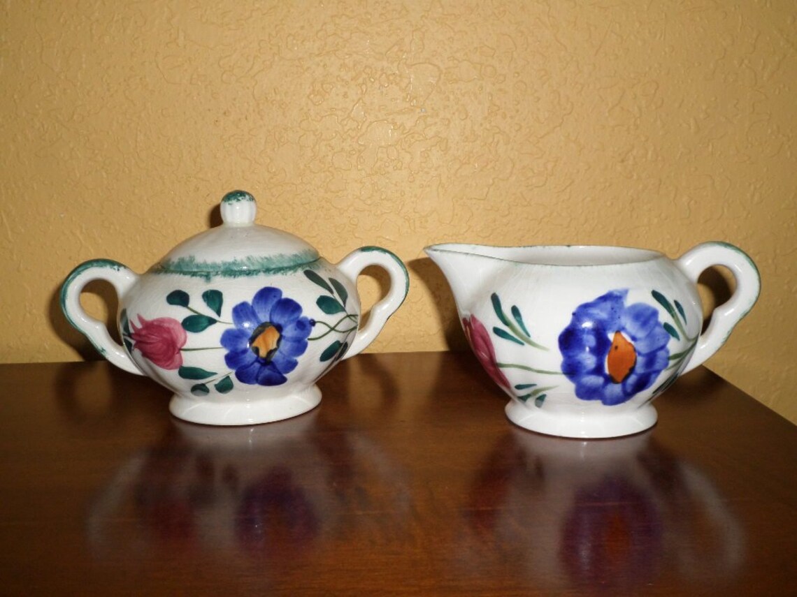 Sugar Creamer/SET/Blue Ridge/ SOUTHERN POTTERIES/Pom Pom | Etsy