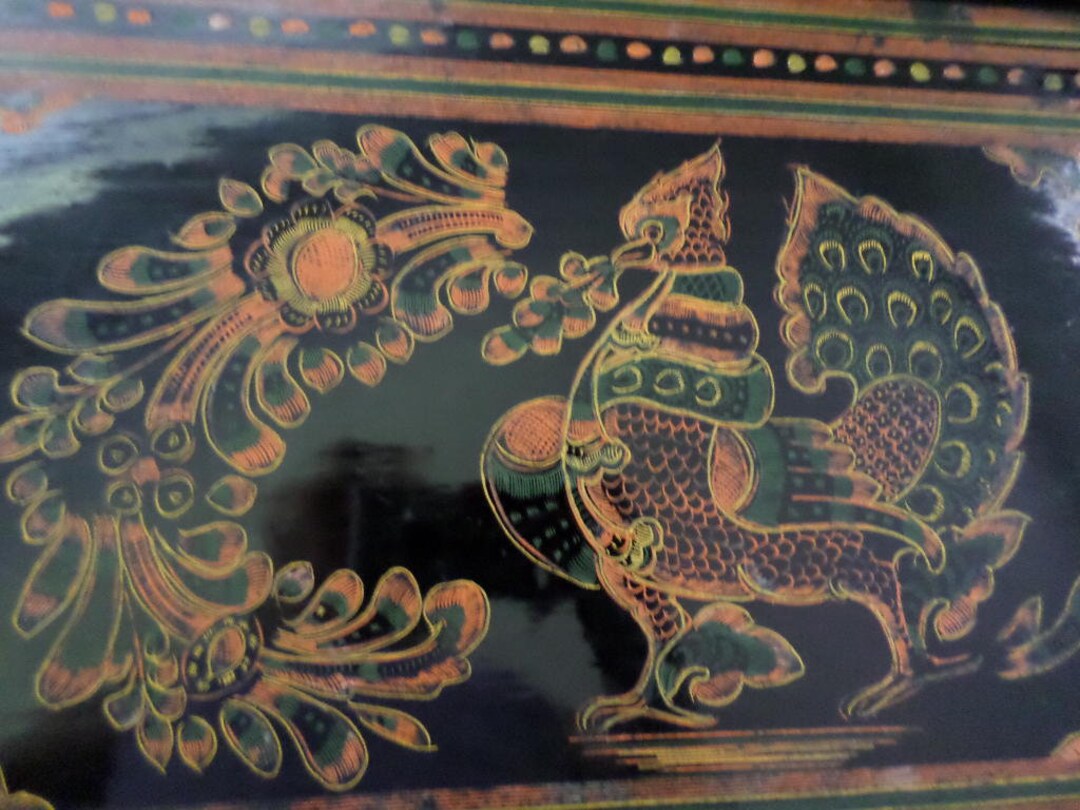 Pan-yun BURMESE LACQUERWARE Tray/vintage/old in Good Vintage Condition ...