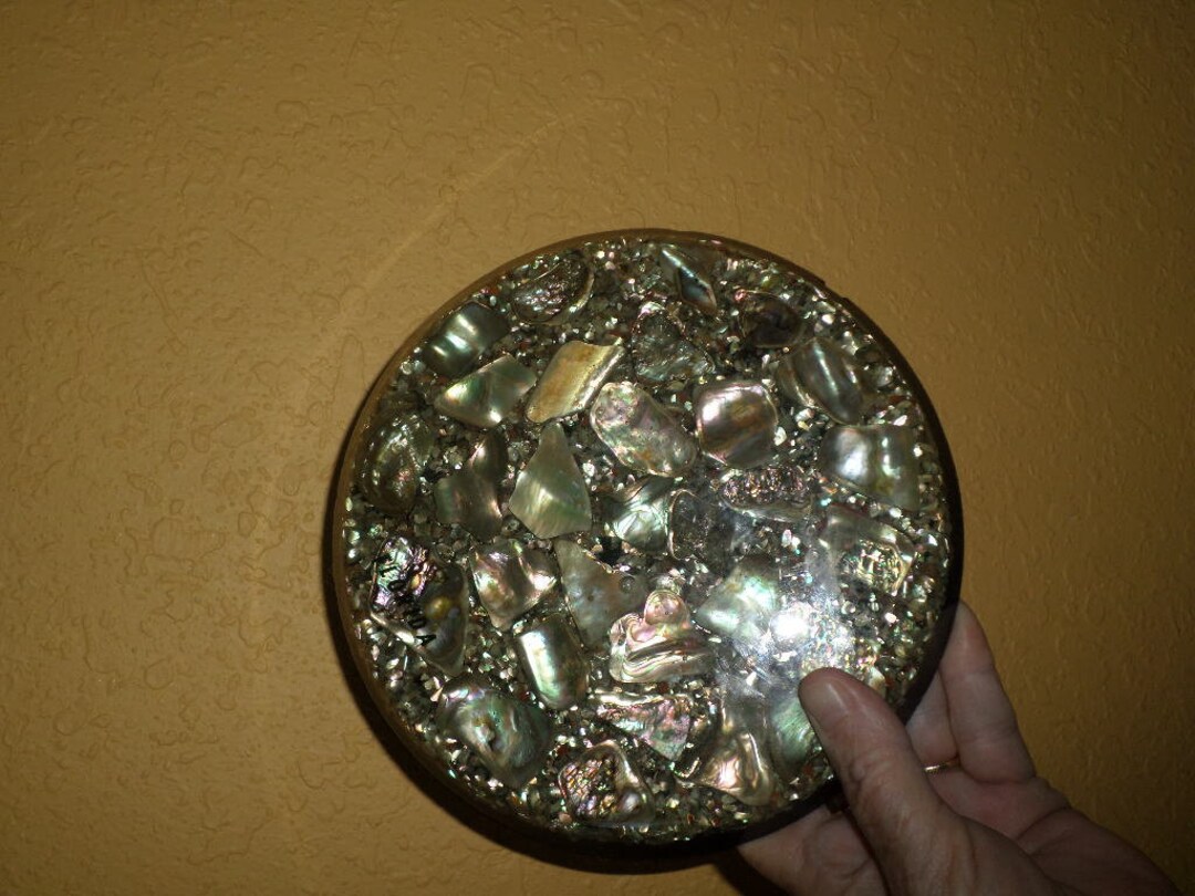 Abalone Shell TRIVET/FLORIDA Souvenir/vintage/black/shell Trivet ...