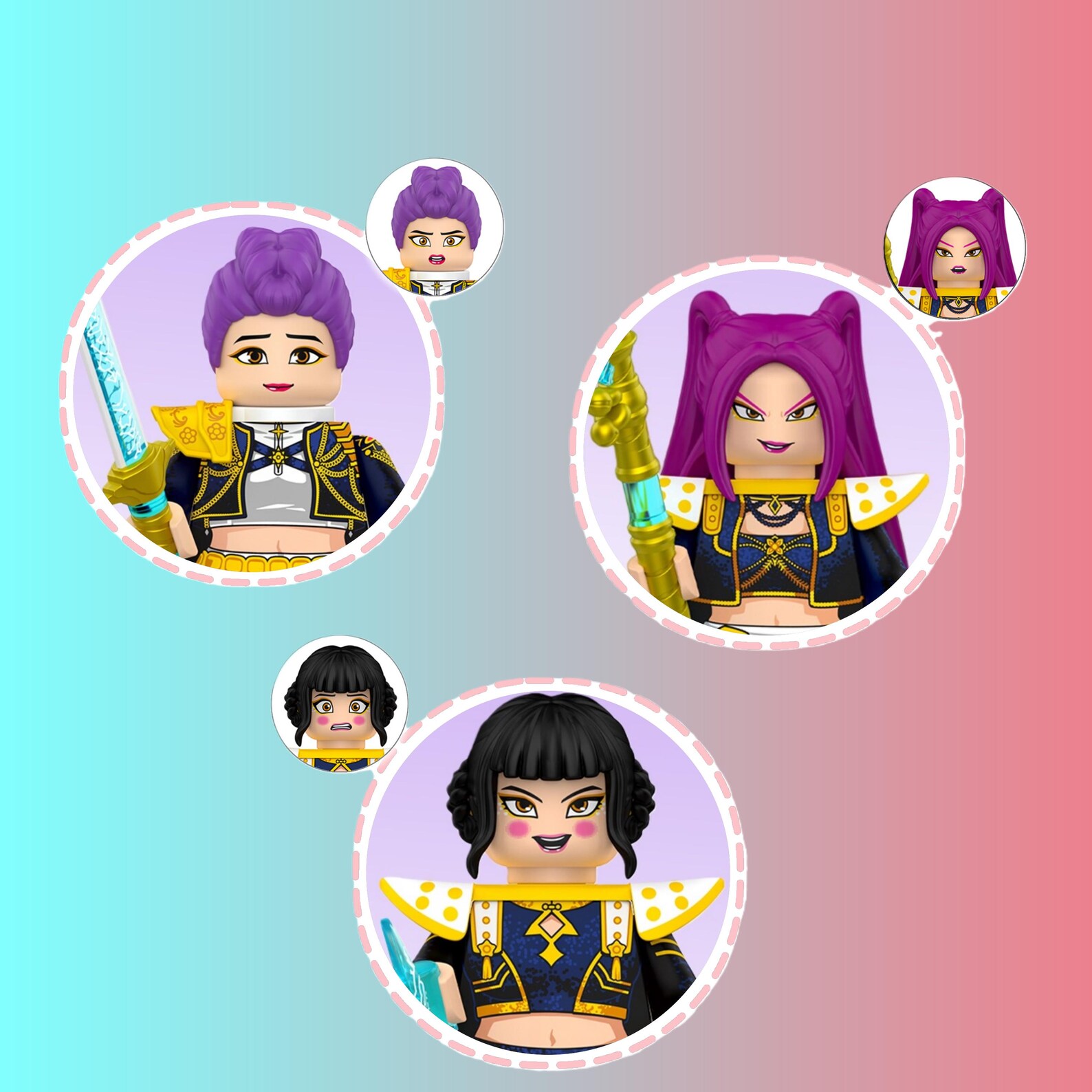 K Pop Demon Hunters Doll Set, Rumi Zoe Mira Anime Minifigures - Etsy