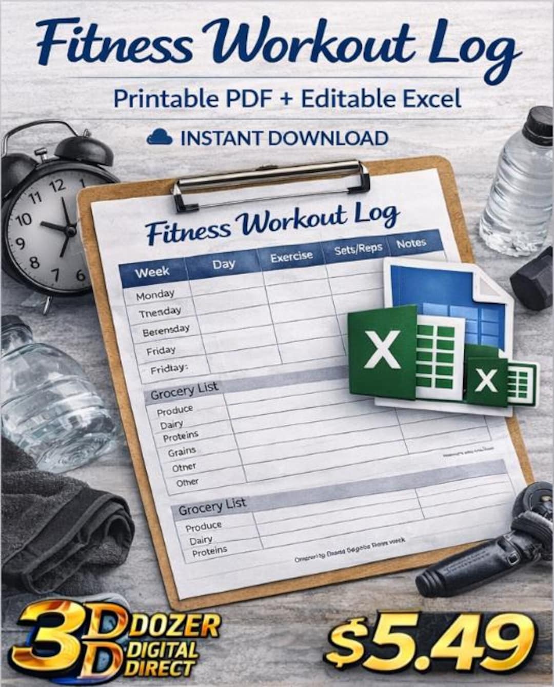Fitness Workout Log Printable Editable PDF Digital Download - Etsy ...