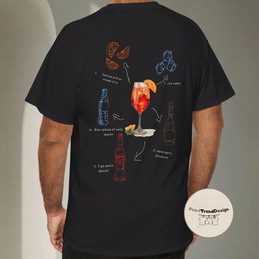 Aperol Spritz Recipe Tea | Cocktail Diagram T-shirt - Etsy