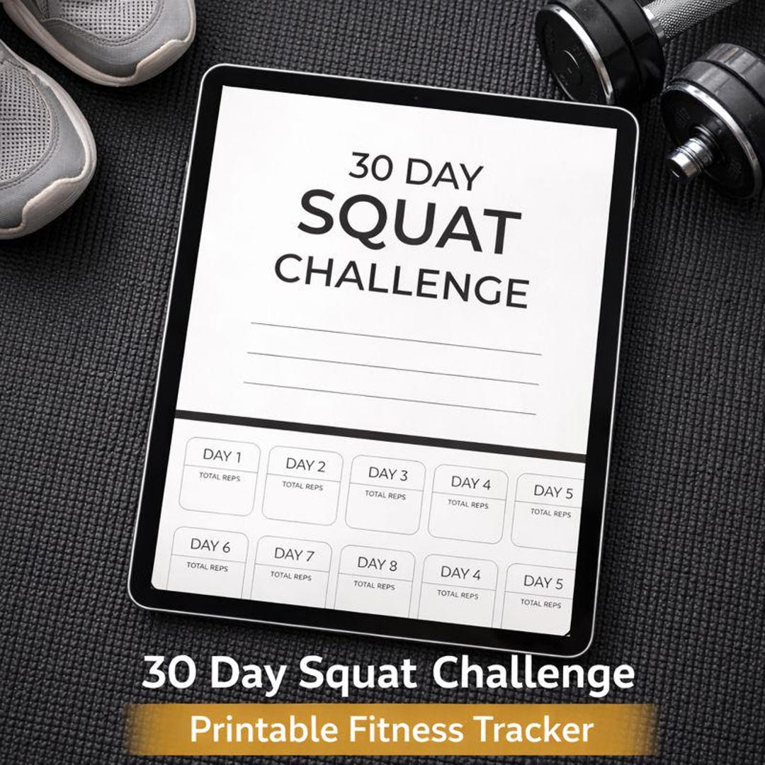30 Day Squat Challenge | Printable Fitness Tracker for Home Workout ...