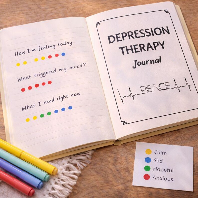 Depression Therapy Journal Printable | Mental Health Self Reflection ...