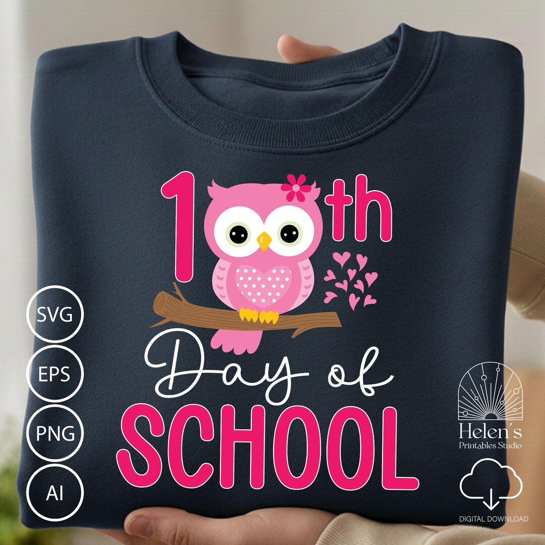 100th Day of School Owl SVG, Pink Valentine's Day Clipart (digital ...