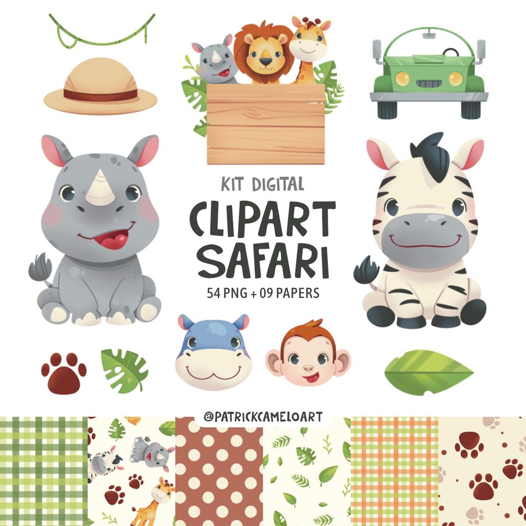 Safari Clip Art, Baby Animals, Bundle PNG Kids Illustrations - Etsy