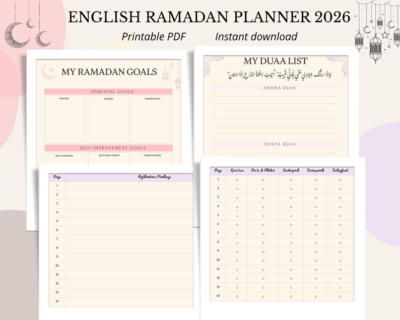 English Ramadan Planner 2026 | Islamic Planner | Goals, 30-day Tracker ...
