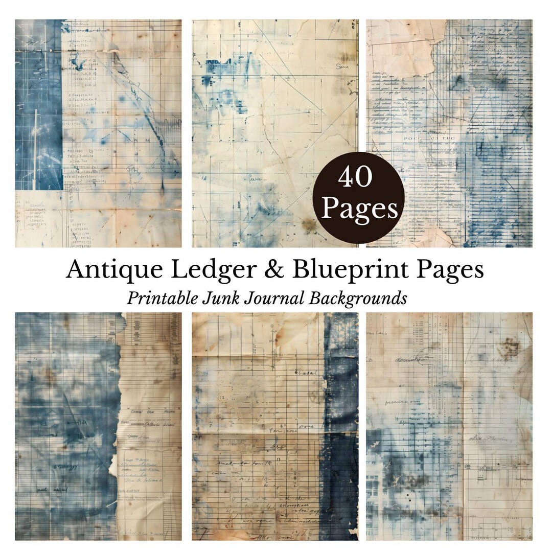 Vintage Ledger Paper Pack, Archival Journal Pages, Antique Accounting ...
