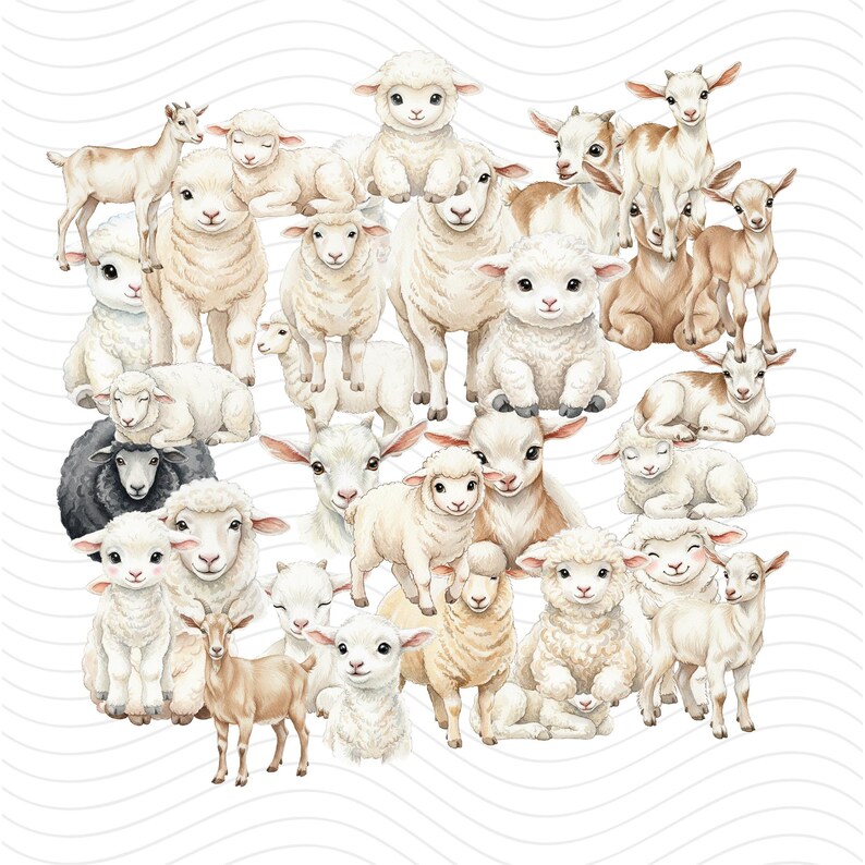 Watercolor Sheep Clipart Bundle, Farm Animal PNG (digital Download) - Etsy