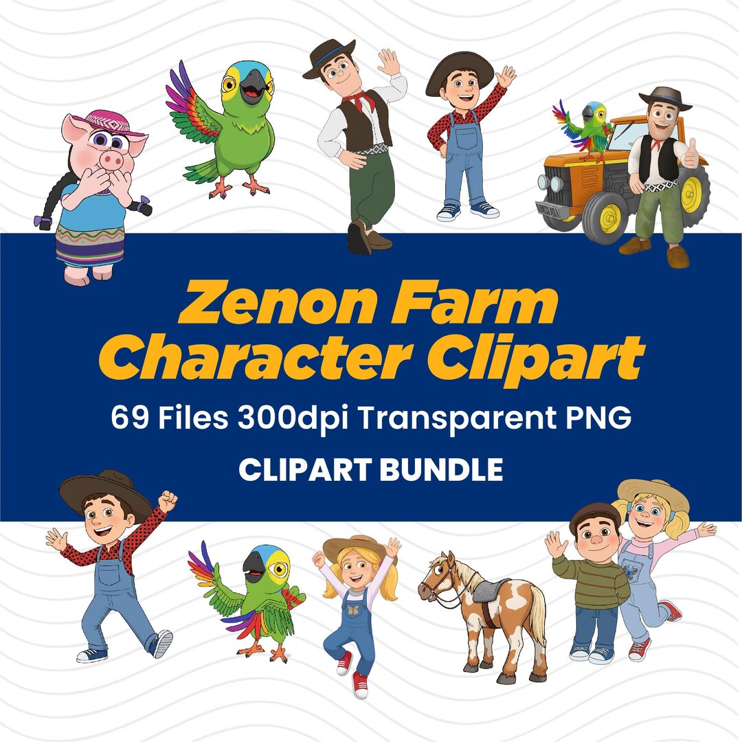 Farm Cartoon Character Clipart Bundle, Kids & Animals (digital Download ...
