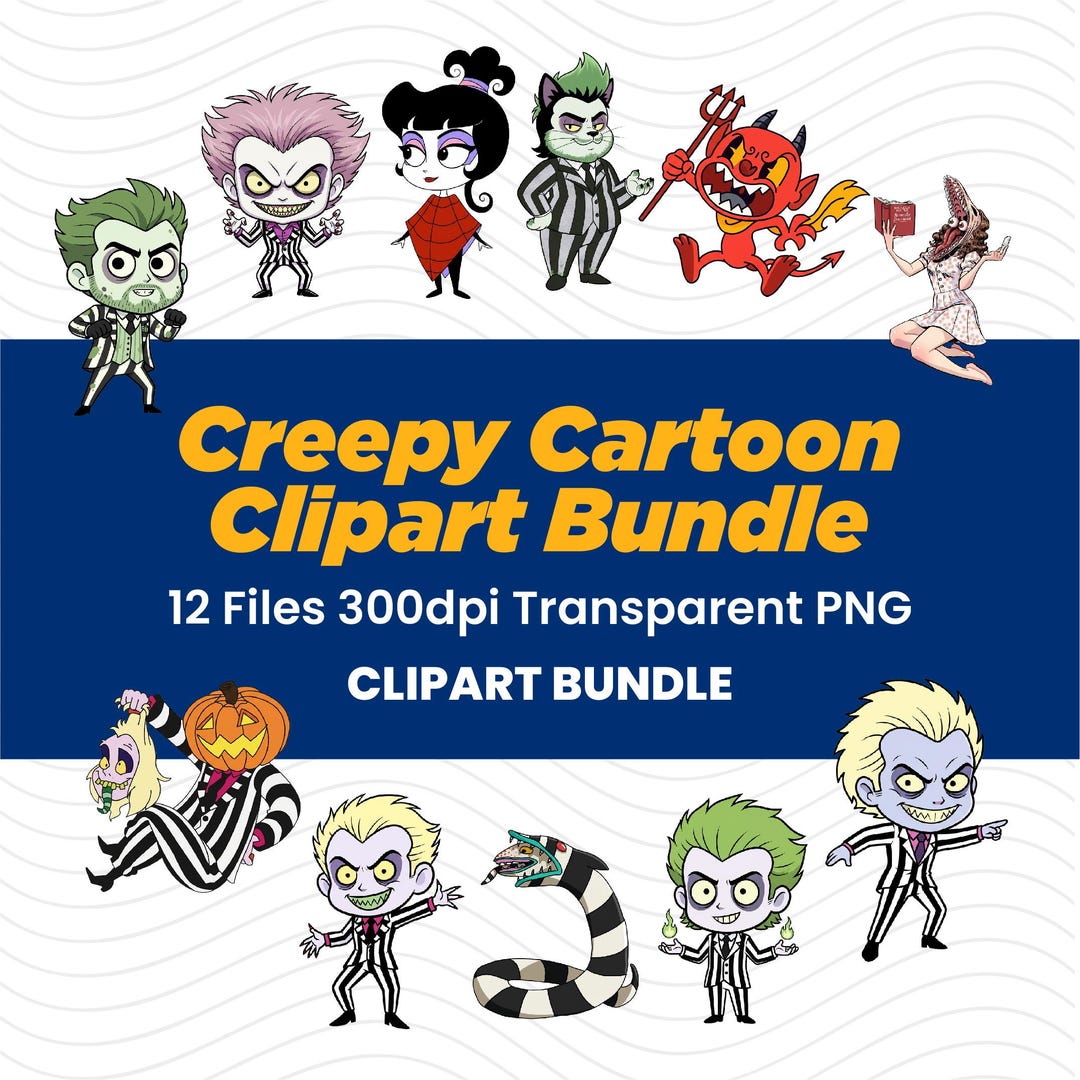 Spooky Cartoon Character Clipart Bundle, Halloween PNG (digital ...