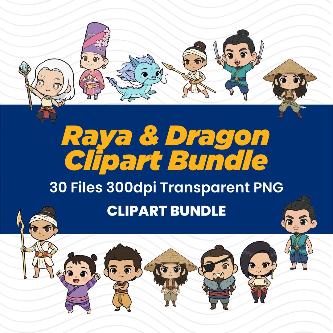 Raya Dragon Clipart Bundle, Cartoon Warrior PNG (digital Download - Etsy