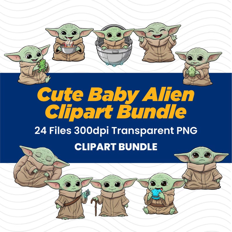 Green Baby Alien Clipart Bundle, Cartoon PNG (digital Download - Etsy