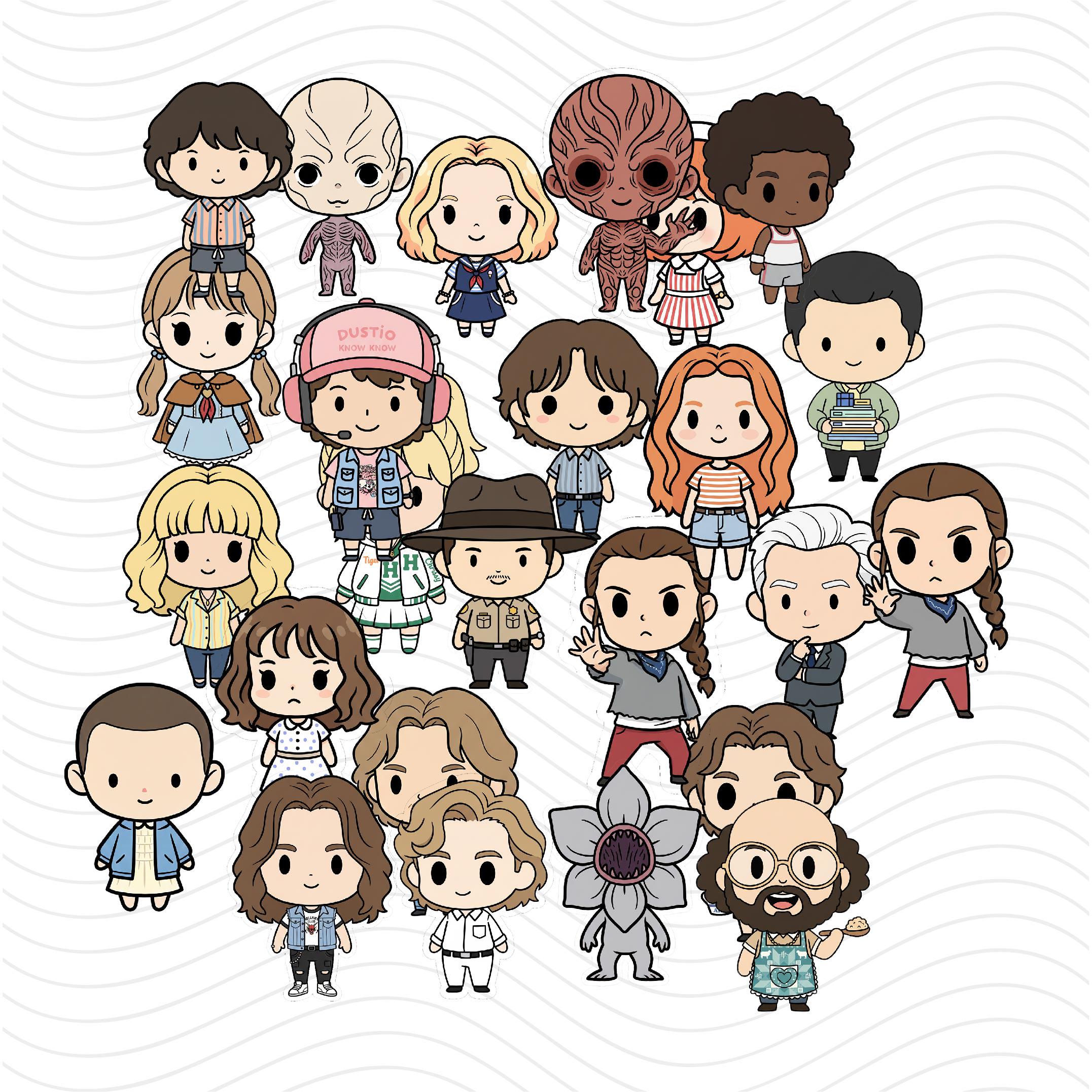80s Sci-fi Chibi Clipart Bundle, Retro Cartoon PNG Set (digital ...