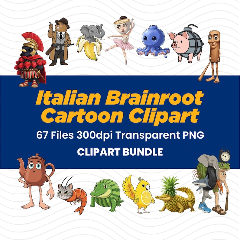 Italian Brainrot Cartoon Clipart Bundle | Surreal Meme Characters PNG ...