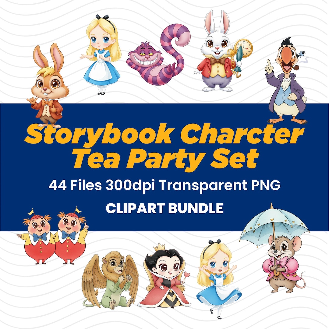Storybook Tea Party Fantasy Clipart Bundle, Cute Fairy Tale Characters ...
