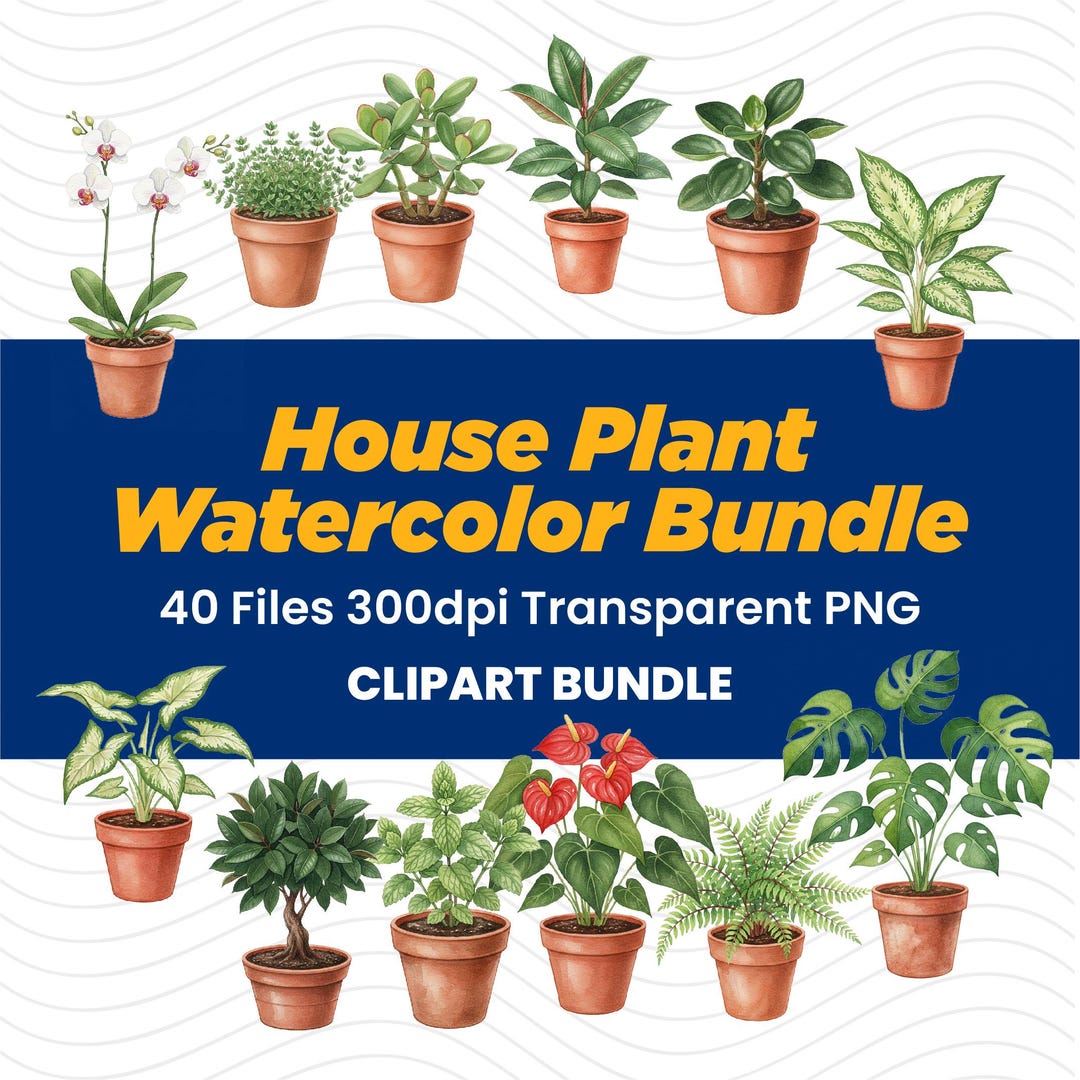 Watercolor House Plant Clipart Bundle, Botanical PNG (digital Download ...