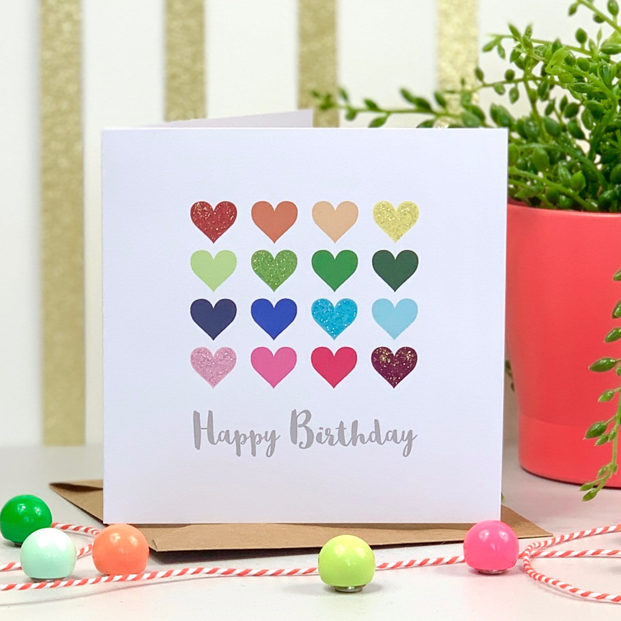 Happy Birthday Glitter Card With Hearts Personalise Me - Etsy UK