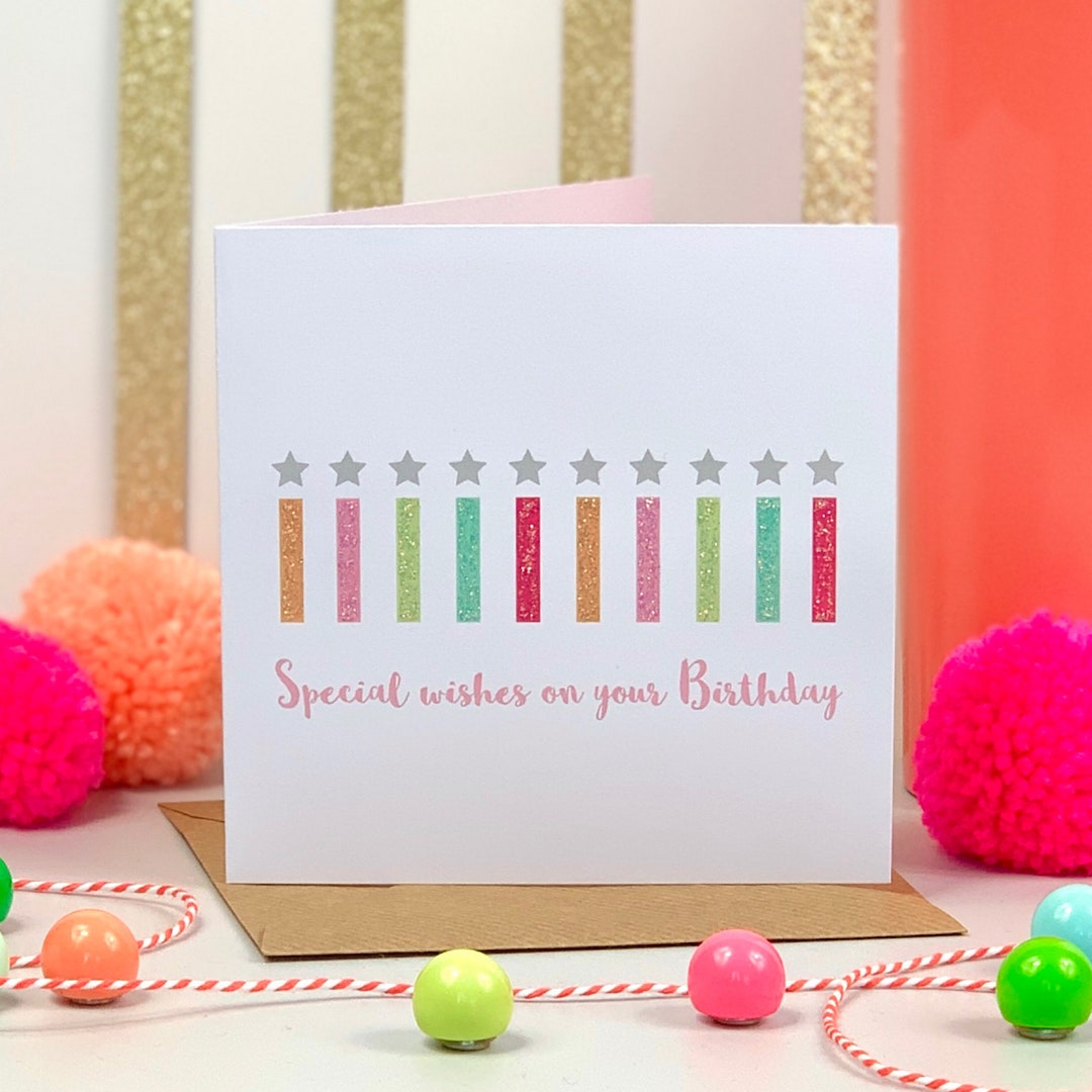 Happy Birthday Glitter Card With Colourful Candles | Birthday Candles ...