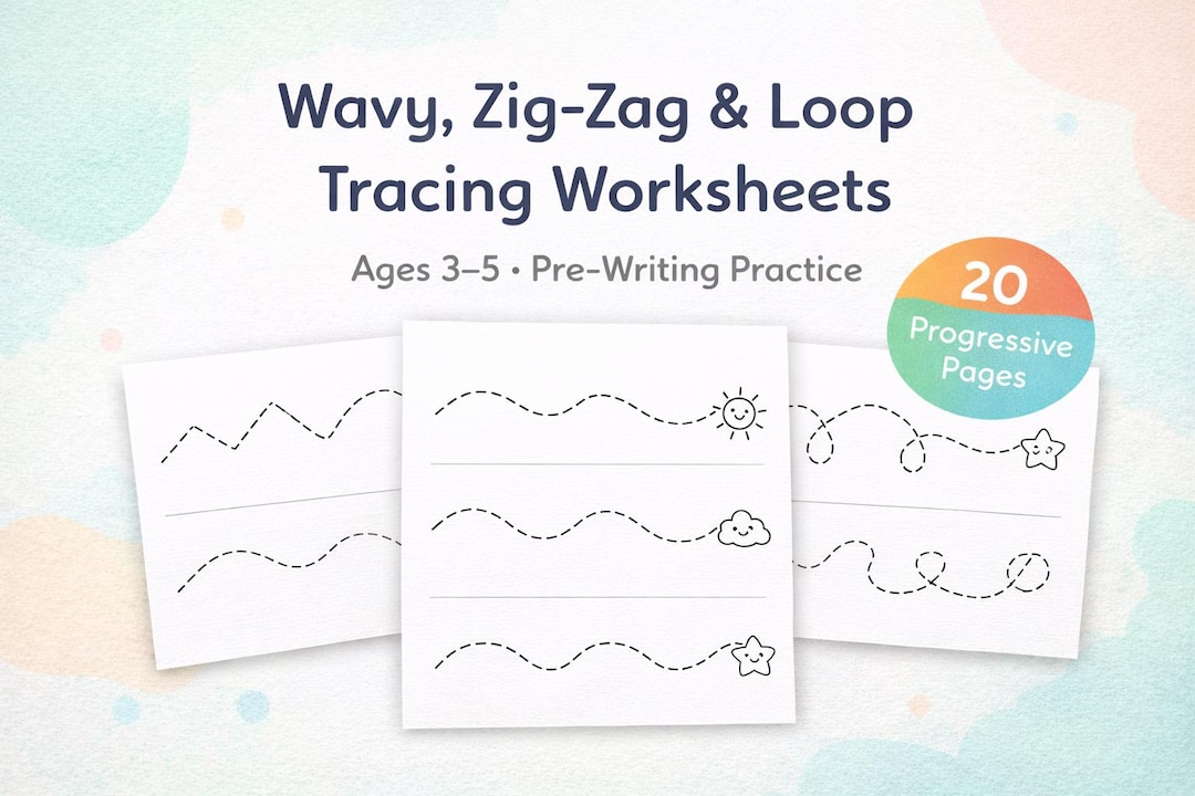 Zig Zag & Wavy Line Tracing Worksheets for Toddlers Ages 3–5 | Pre ...
