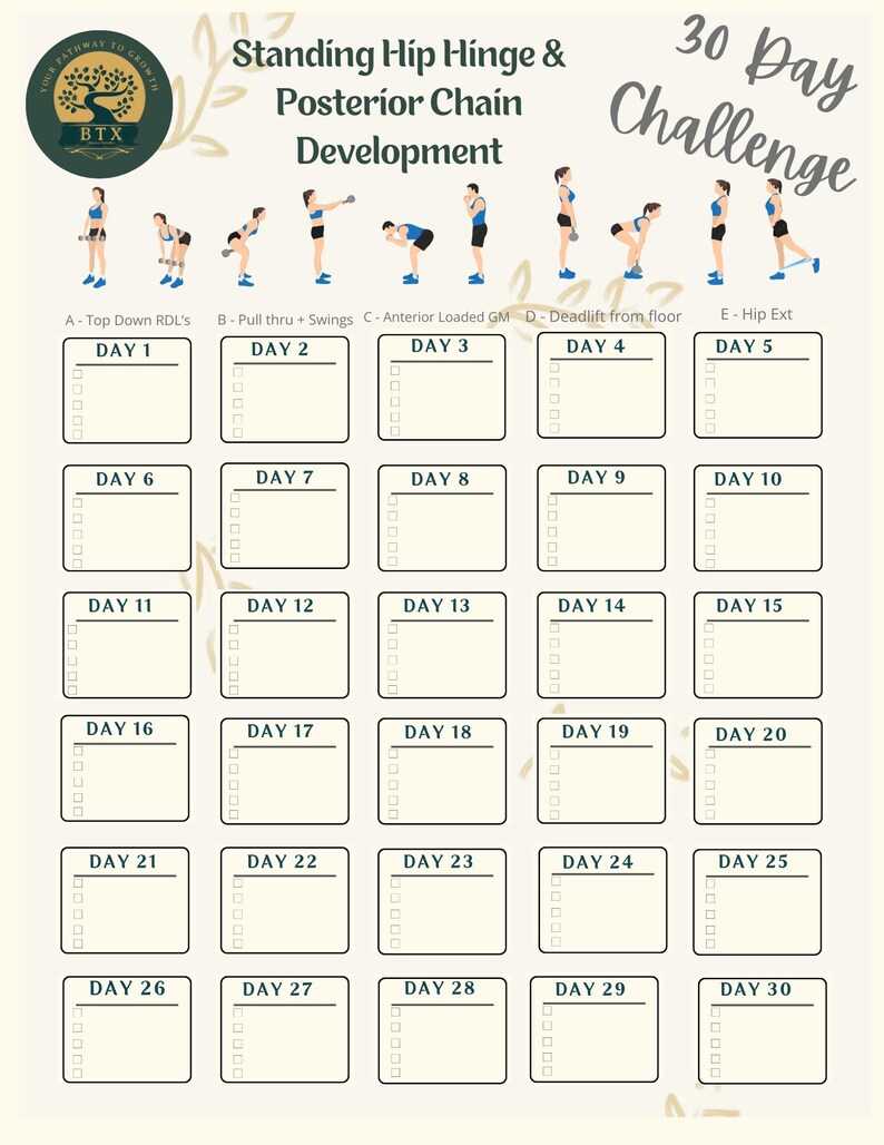 30 Day Standing Leg Challenge | Calendar Fitness Planner | Digital ...