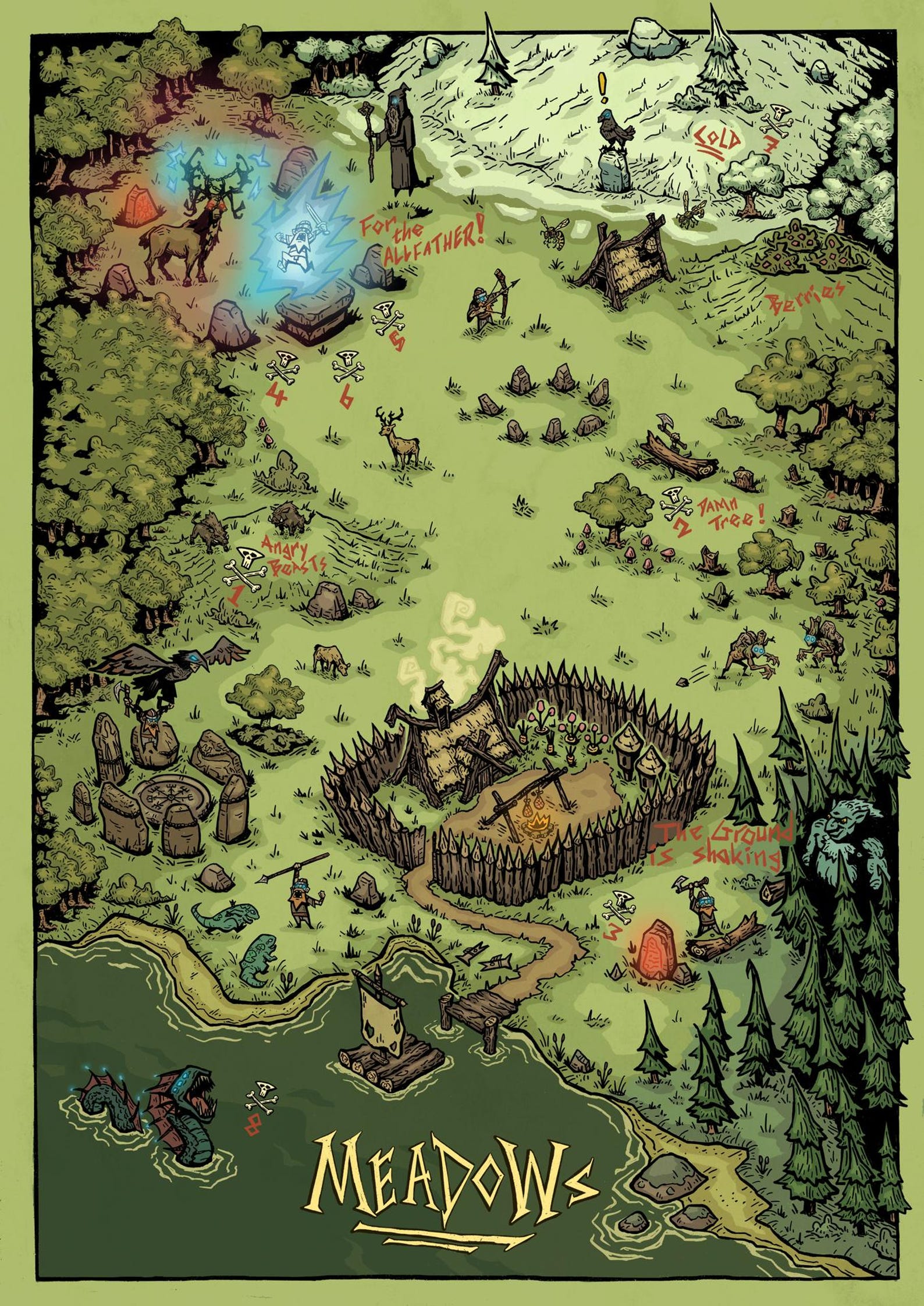 USA Shipping - Hand-drawn Valheim Meadows Map – Fan Made Illustrated ...