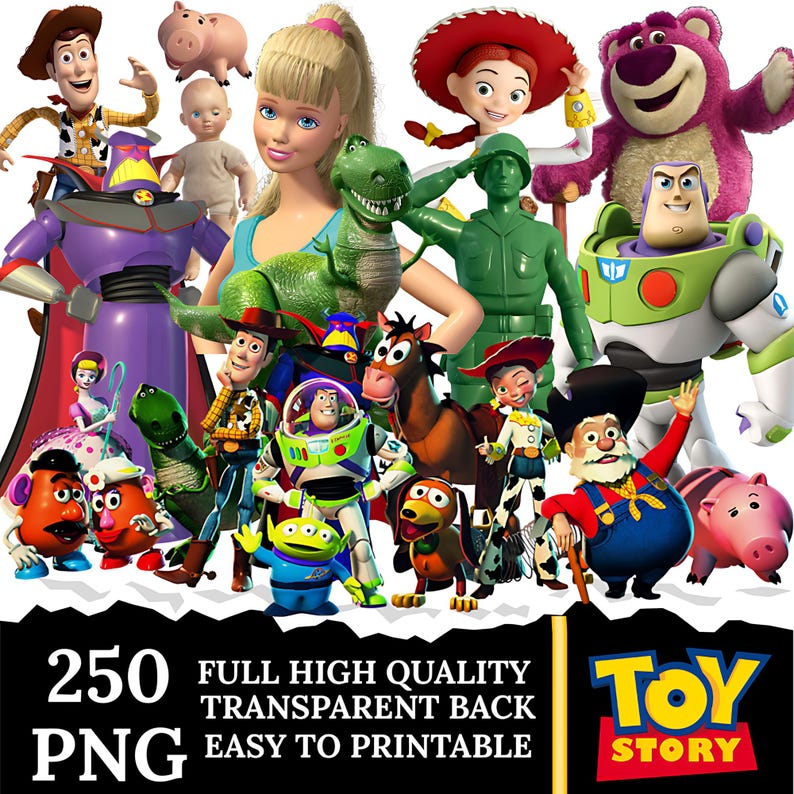 Toy Story Clipart Bundle, 250 PNG Characters, Transparent Background ...