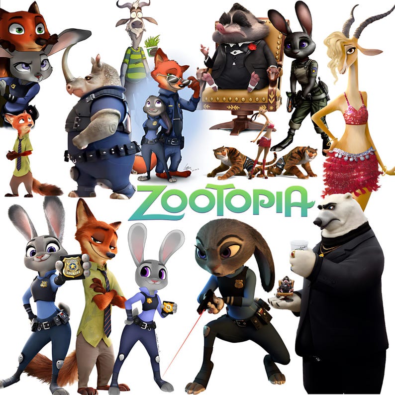Zootopia Clipart Bundle, 300+ PNG Files, Transparent Background ...