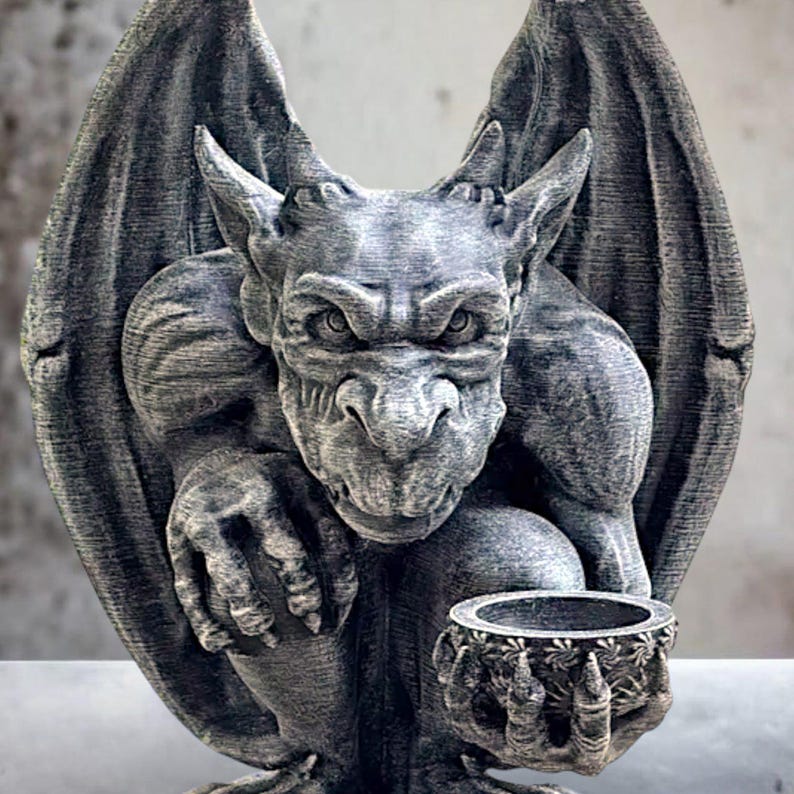 Stone Style Gargoyle Statue Gothic Garden Decor Medieval Sculpture ...